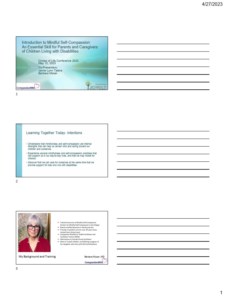 D21) Introduction To Mindful Self-Compassion - Notes Page | PDF ...