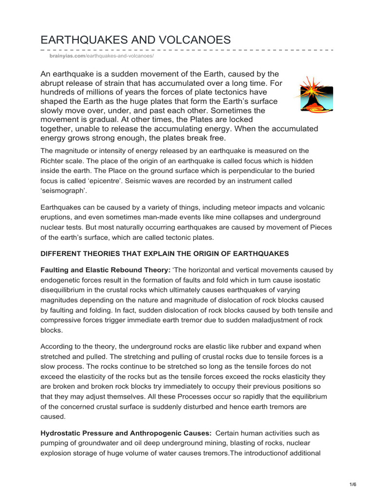 Earthquakes and Volcanoes Explained | PDF | Types Of Volcanic Eruptions ...