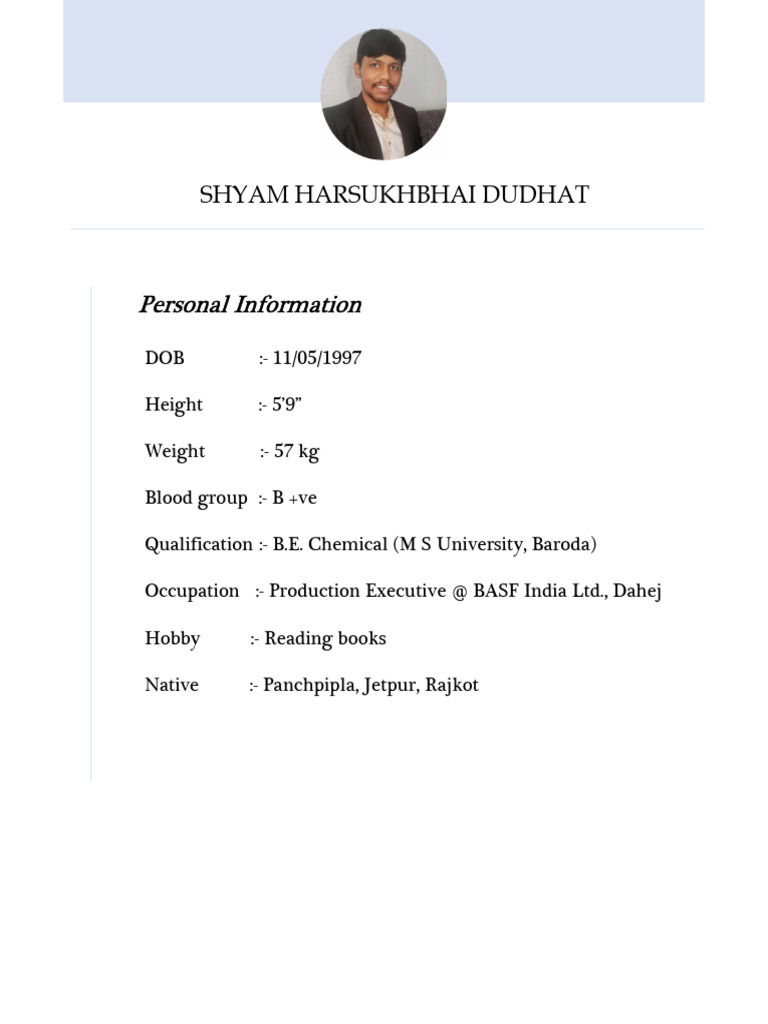 Shyam Biodata | PDF