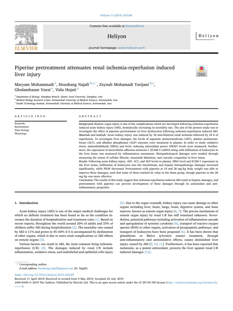 10 1016/j Heliyon 2019 E02180 | PDF | Reactive Oxygen Species | Medical Specialties