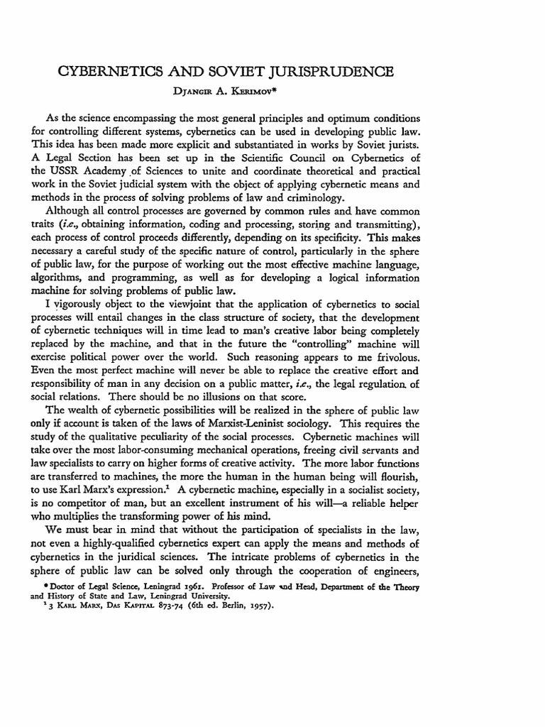 05 - Cybernetics and Soviet Jurisprudence | PDF | Information | Science 05 - Cybernetics and Soviet Jurisprudence | PDF | Information | Science