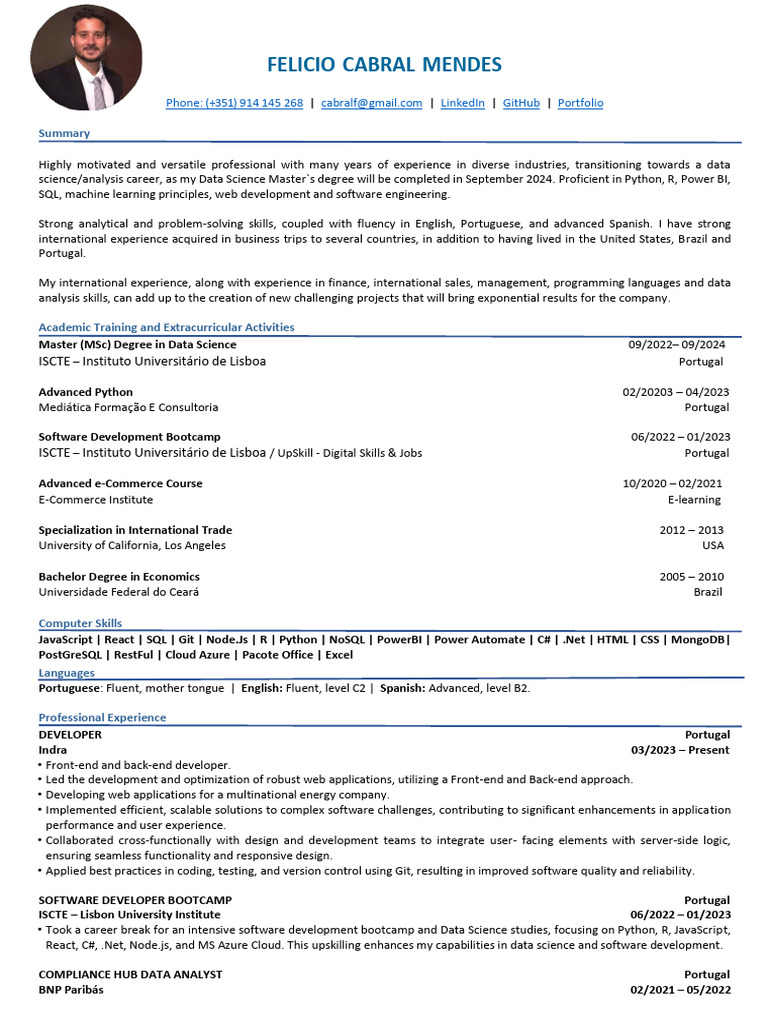 Cabralmendes Felicio Ista-Iscte 2024-04-30 CV | PDF | Data Analysis ...