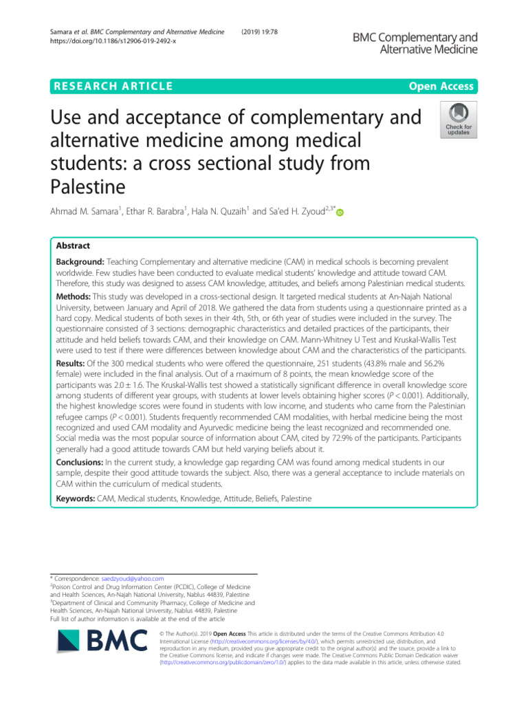 Use and acceptance of complementary and | PDF | Alternative Medicine ...