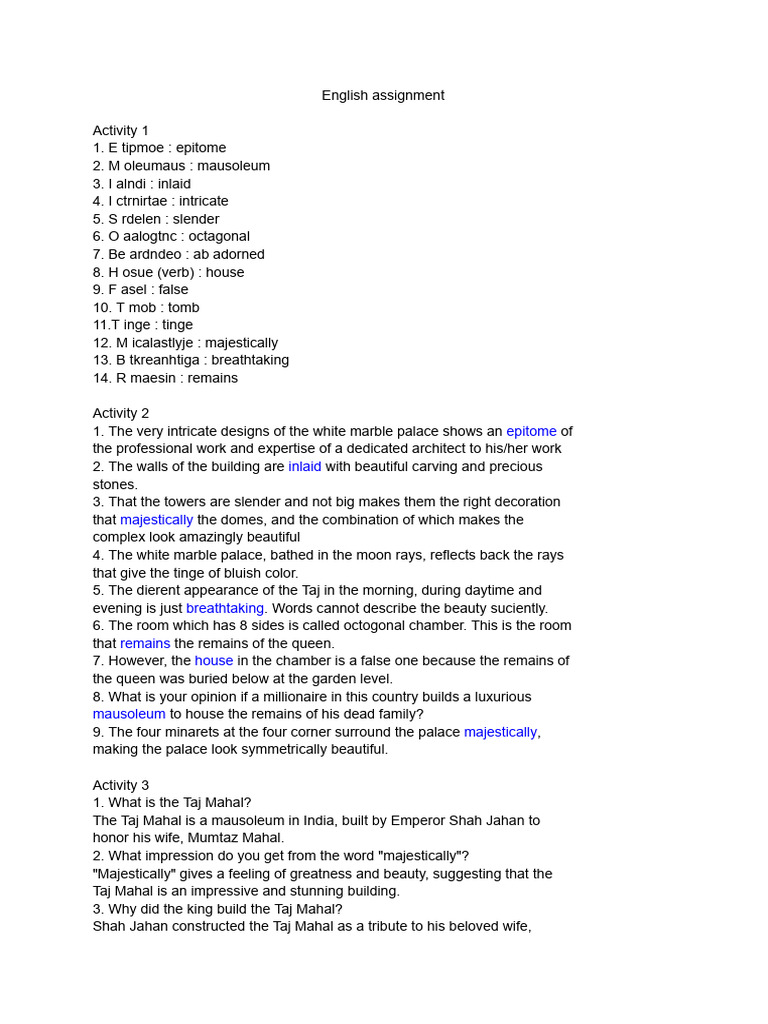 English Assignment 1 | PDF | Social Science