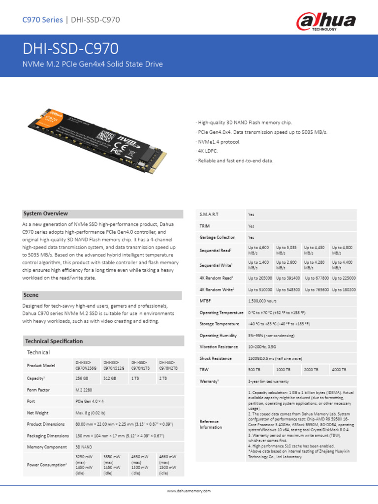 SSD-C970N1TB Datasheet 20231106 | PDF | Solid State Drive | Computer Science