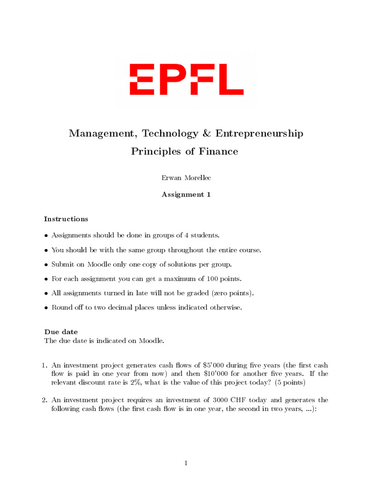 Finance Assignment: NPV & Investment Analysis | PDF | Net Present Value | Interest