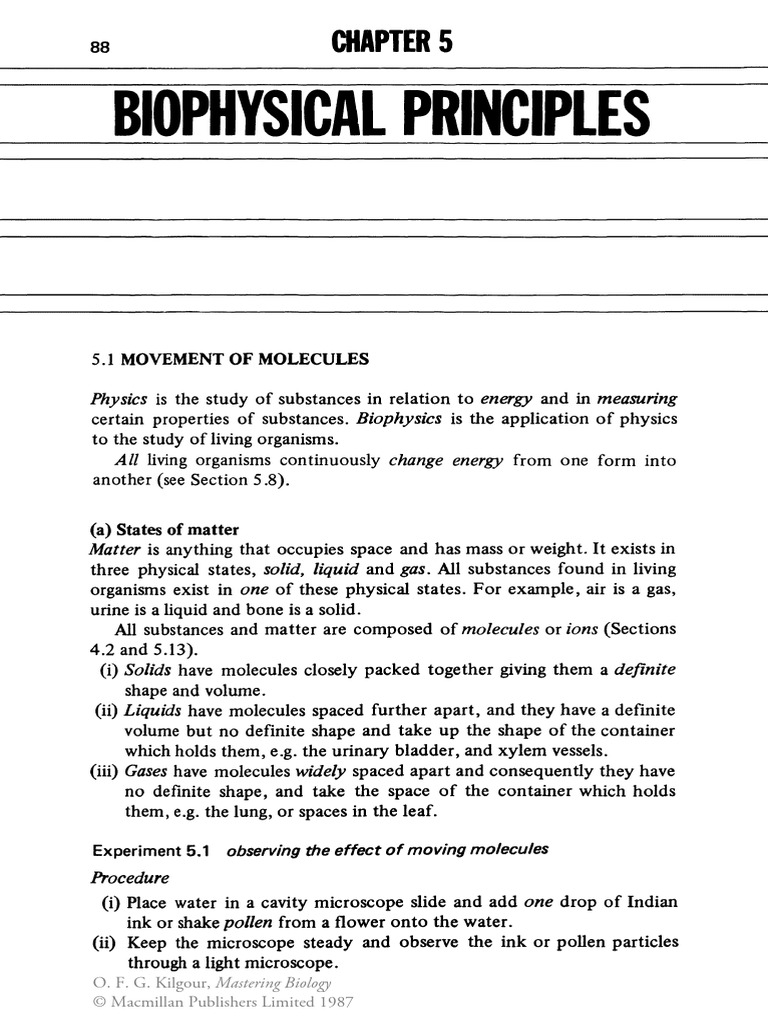 Biophysical Principles: Physics All | PDF | Liquids | Matter