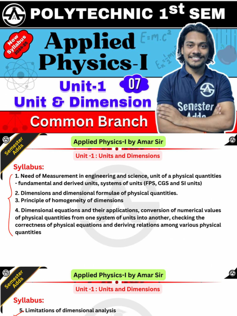 Physics Unit-1 L-7 | PDF