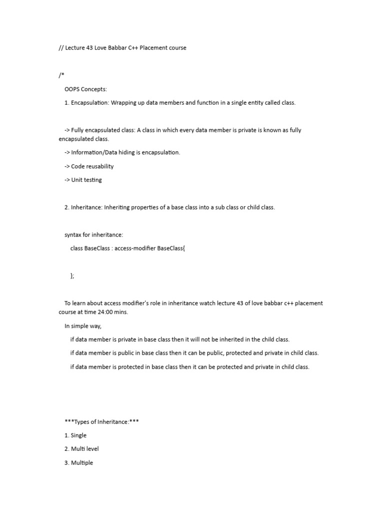 Opps Pdf Inheritance Object Oriented Programming C 5026