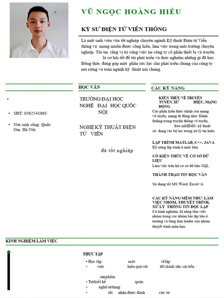 VU NGOC HOANG HIEU - CV Ngs | PDF