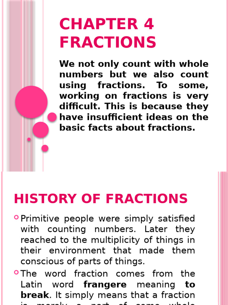 CHAPTER 4 FRACTIONS | PDF | Subtraction | Mathematical Objects