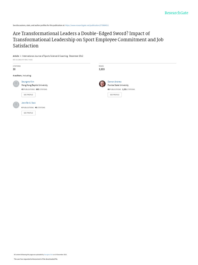 Double-edged sword | PDF | Transformational Leadership | Leadership