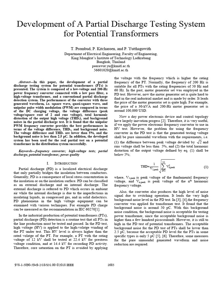 Paper - Development of A Partial Discharge Testing System For Potential ...