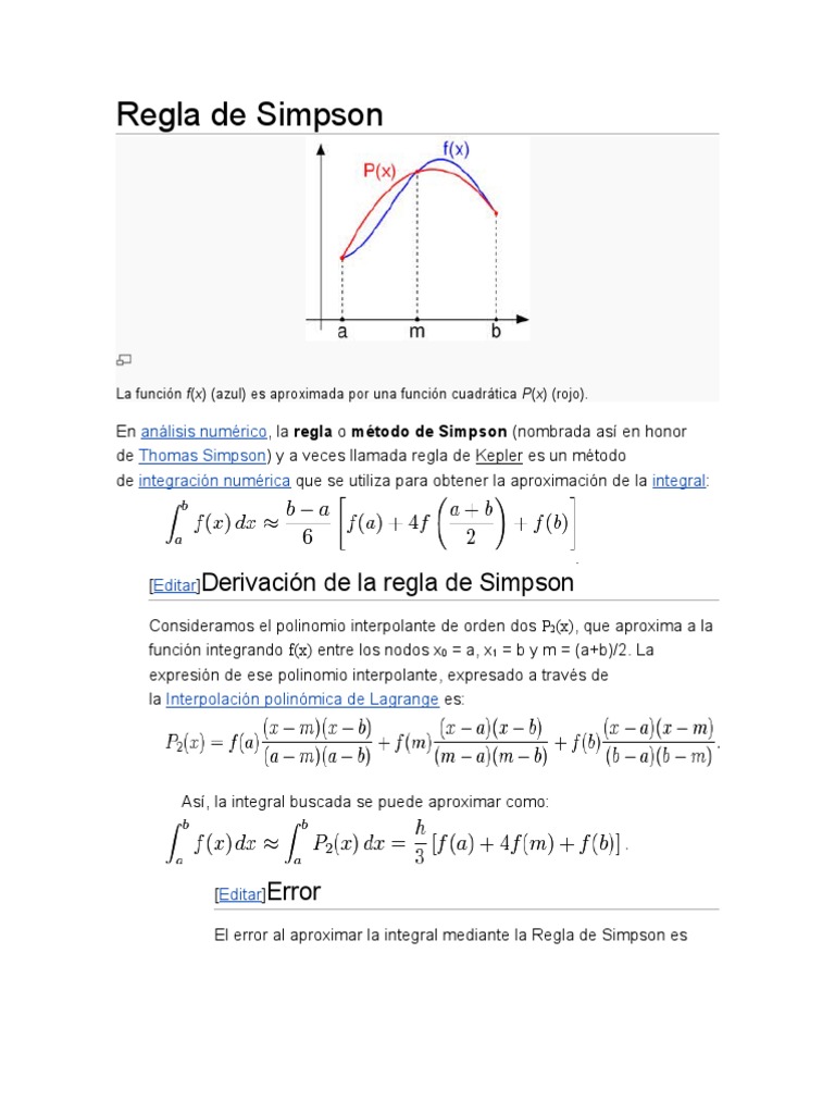 Regla de Simpson Sin Terminar | PDF | Integral | Algoritmos