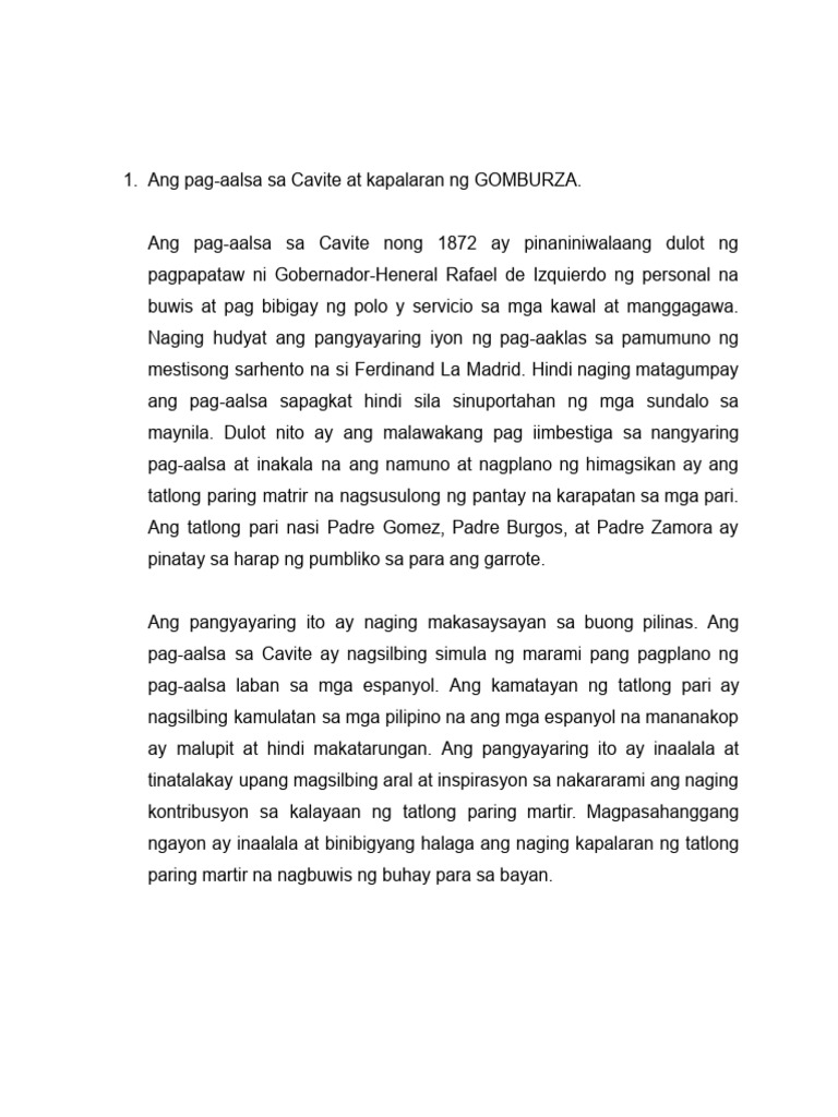Ang Mahahalagang Pangyayari Sa Cavite | PDF