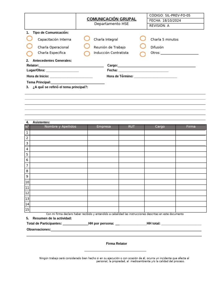 Comunicacion Grupal Formato | PDF