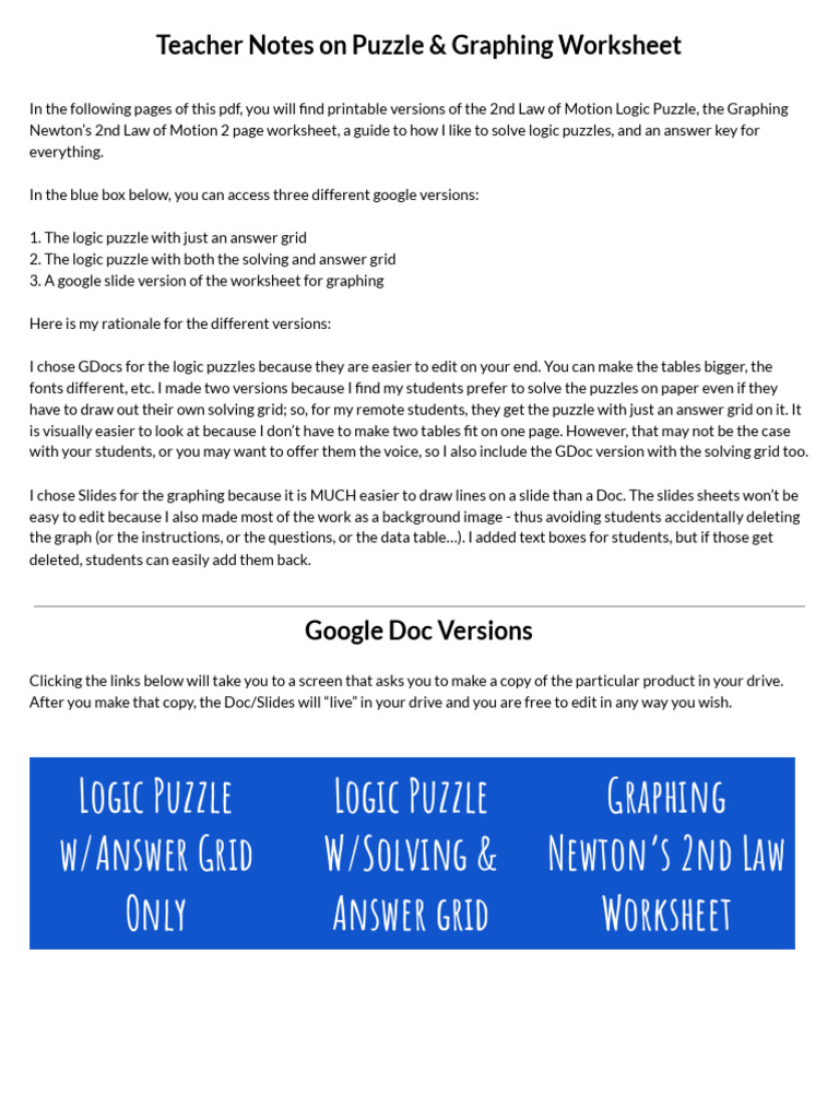 Logic Puzzle W/answer Grid Only Logic Puzzle W/Solving & Answer Grid ...