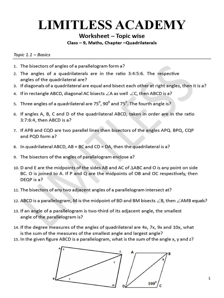 Quadrilaterals Worksheet | PDF | Rectangle | Euclidean Plane Geometry