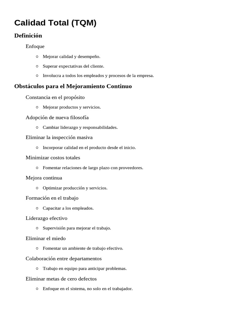 Calidad Total (TQM) | PDF