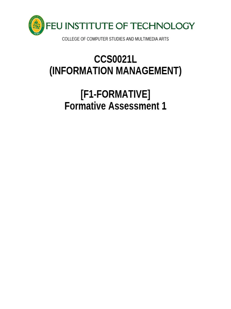 (F1-ForMATIVE) Formative Assessment 1 To Edit | PDF | Conceptual Model | Software Design