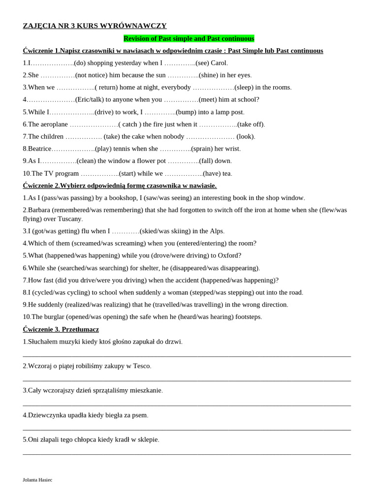 Past Simple VS Used To VS Past Continuous VS | PDF