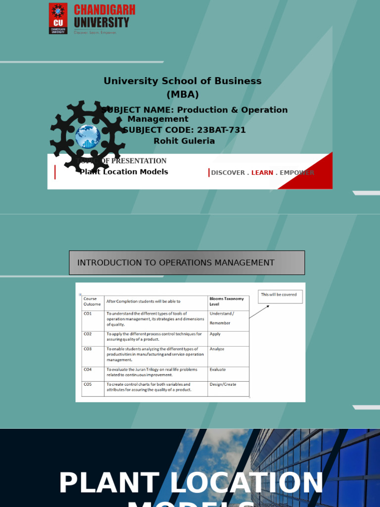 MBA Plant Location Models Guide | PDF | Ohio