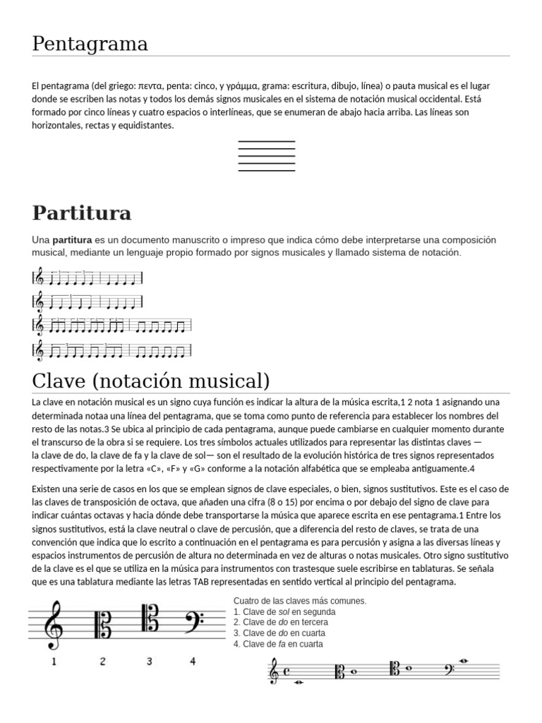 Pentagrama | PDF | Clave | Notación musical