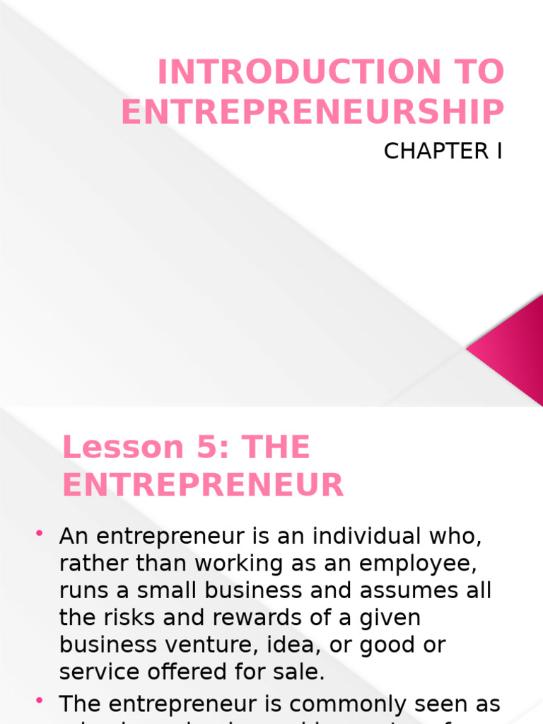 Chapter 1 the Entrepreneur (1) | PDF | Entrepreneurship | Business ...
