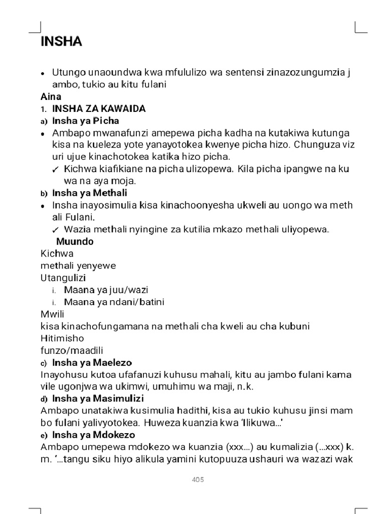 Kiswahili Notes Form 1 4 1(0) Phoenix | PDF