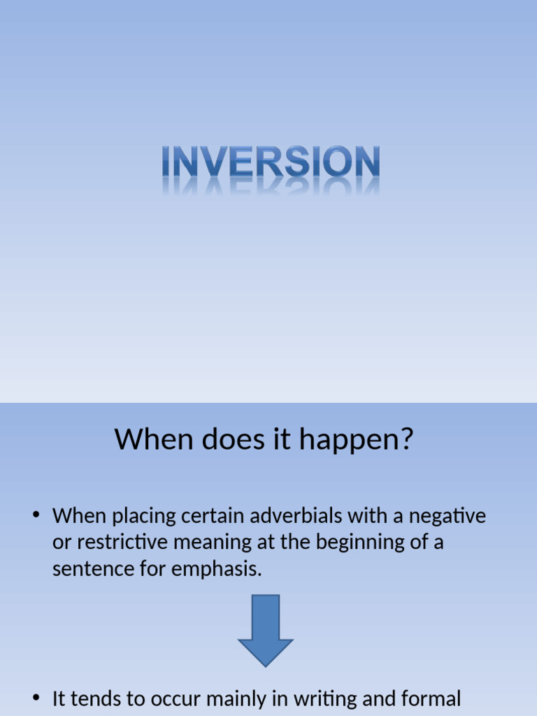 Inversion | PDF | Verb | Linguistic Morphology