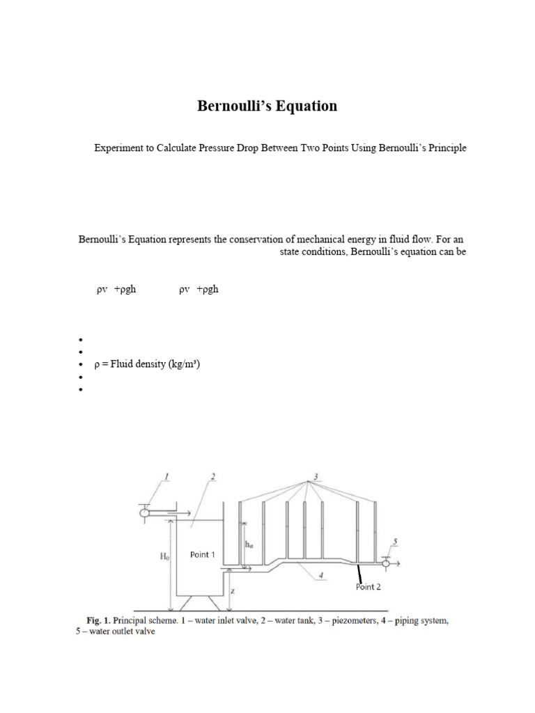 Bernoulli's Principle Pressure Drop Experiment | PDF | Fluid Dynamics ...
