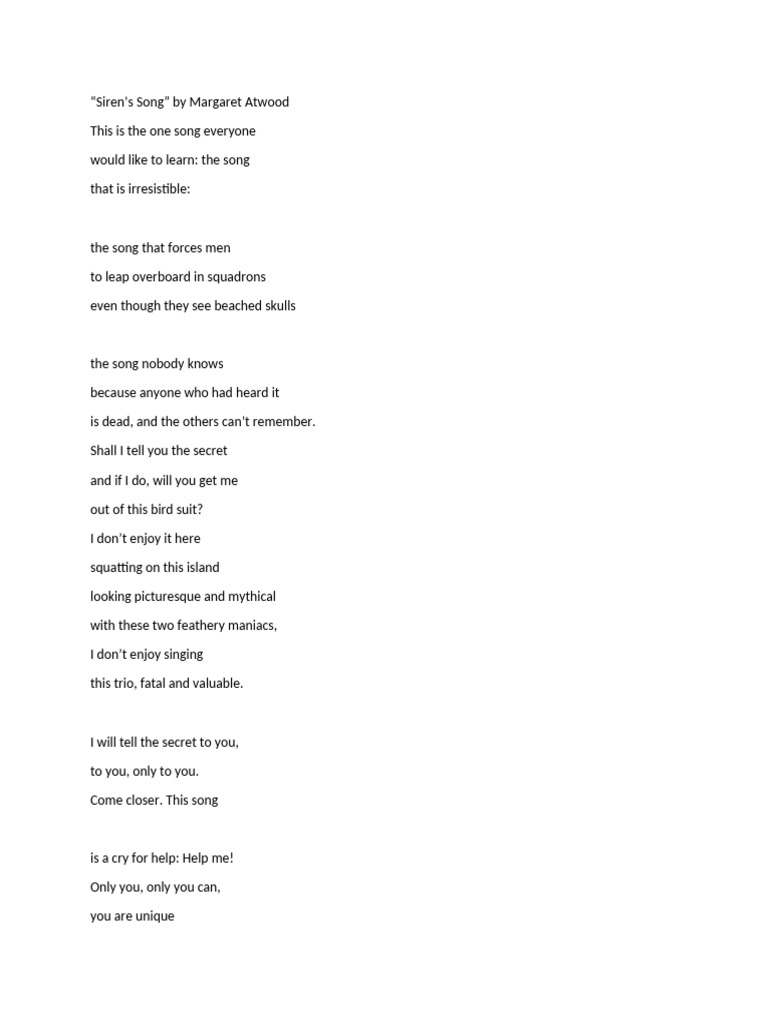 Siren's Song & Questions | PDF