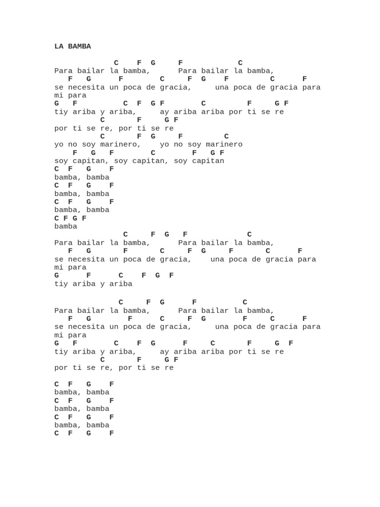 La bamba e majestade o sabia | PDF | La Bamba (canção) | Singles que ...