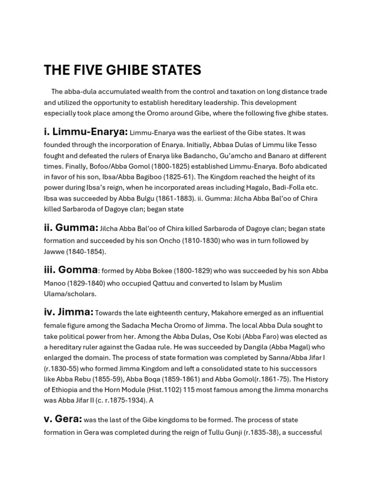 Overview of the Five Gibe States | PDF