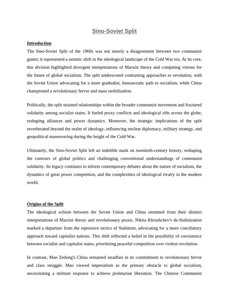 Sino-Soviet Split | PDF | Communism | Cold War