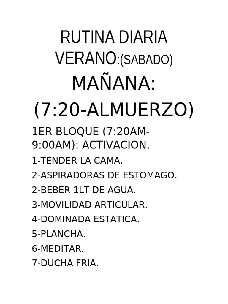 Rutina de Sábado para el Gimnasio | PDF | Salud y bienestar