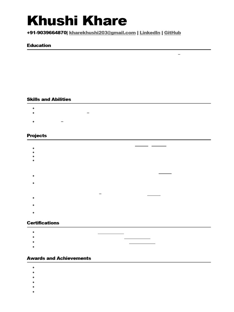 Khushi Khare Resume.pdf | PDF | Data | Computing