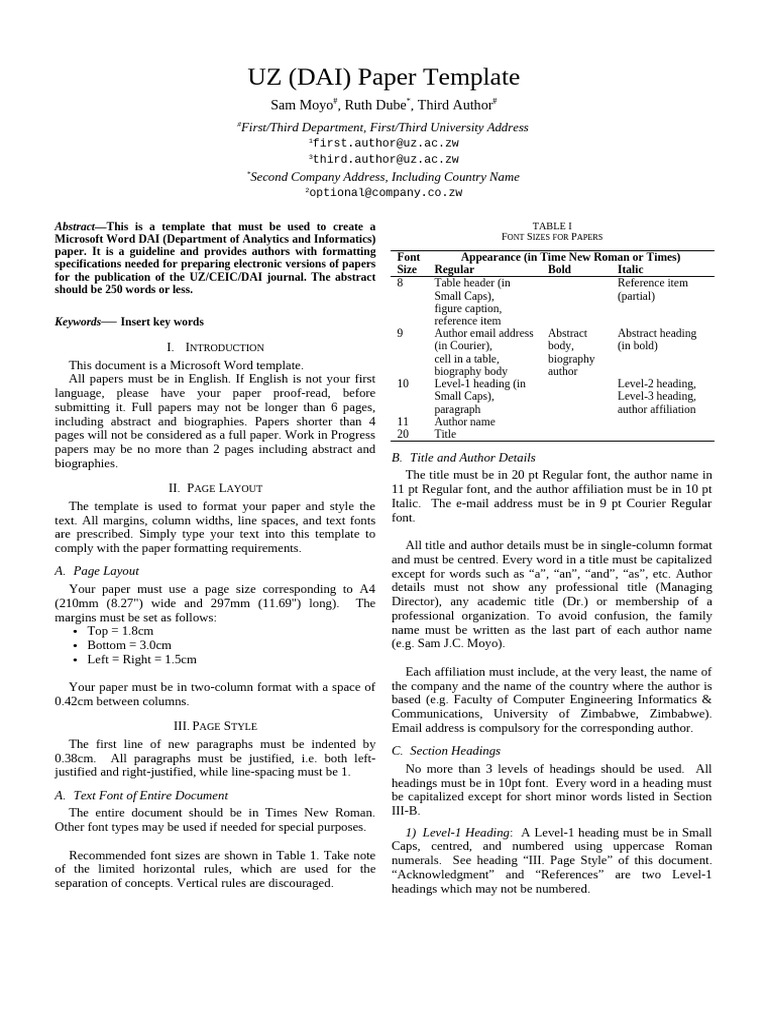 UZ-DAI IEEE Based Paper_Template | PDF | Letter Case | Text