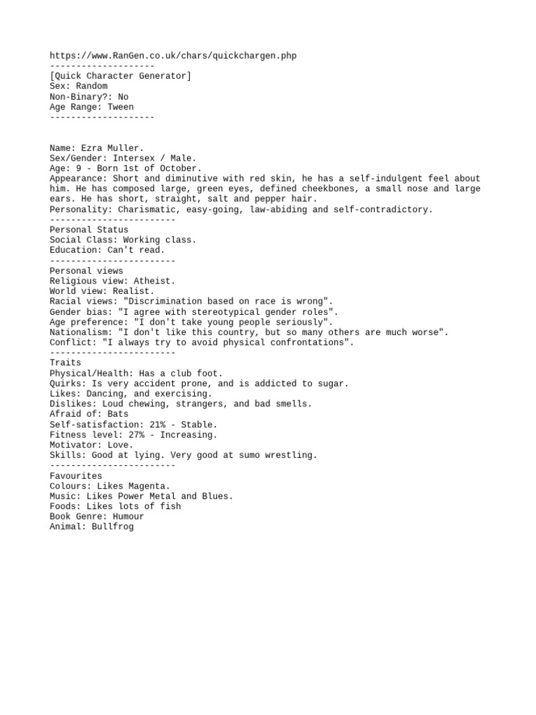 RanGen - Quick Character Generator - Oct 16, 2024, 10 - 44 AM | PDF