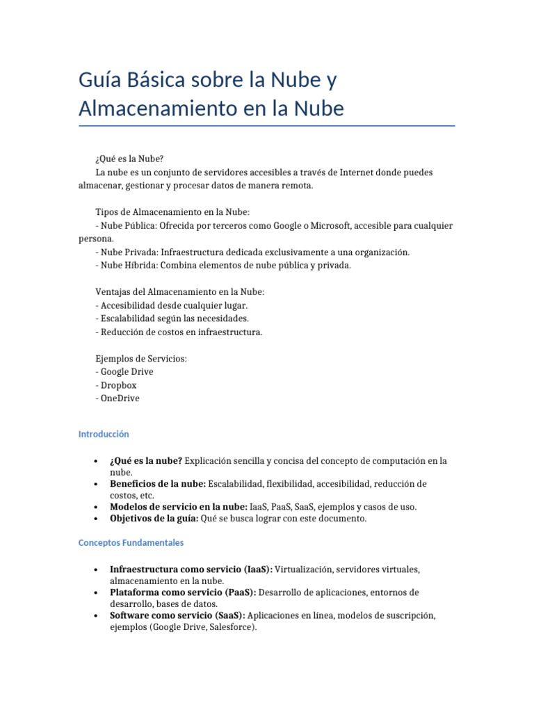 Guía básica sobre la nube y almacenamiento en la nube | PDF | Computación en la nube ...