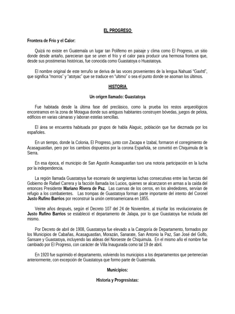 Historia de El Progreso | PDF | Ciencias sociales