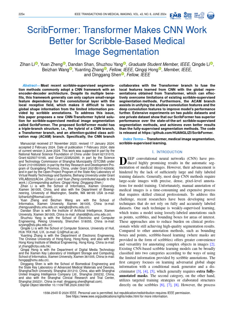 ScribFormer Transformer Makes CNN Work Better For Scribble-Based Medical Image Segmentation ...