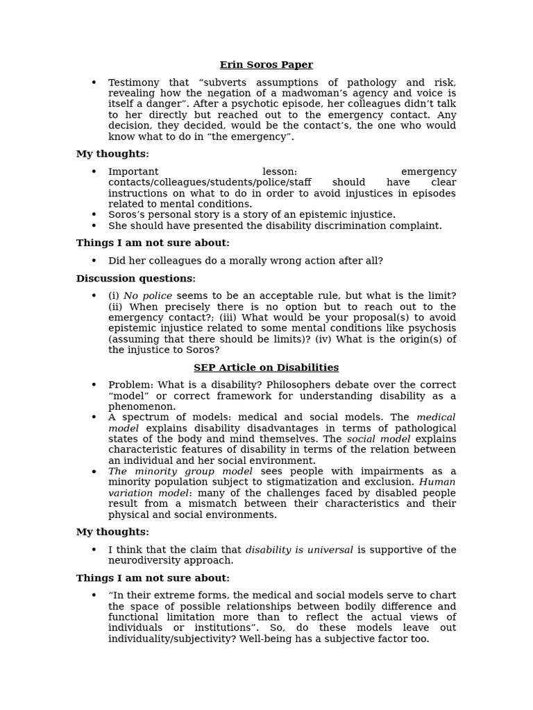 RR 2 Week 2 Short Handout | PDF | Disability | Psychology