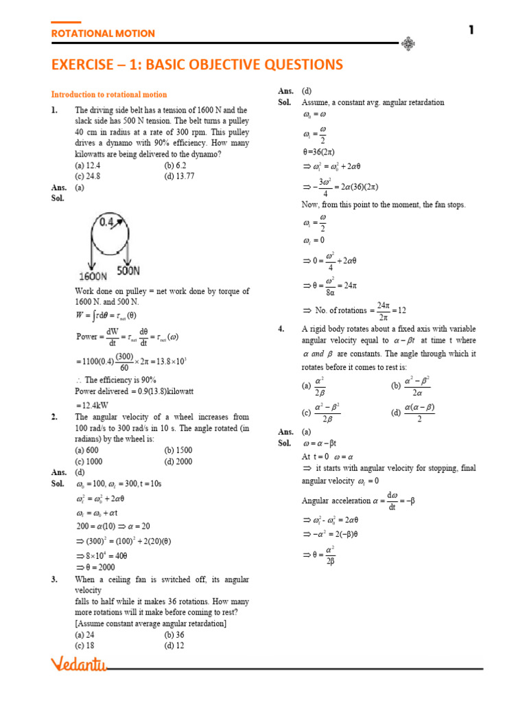 Physics: Rotational Motion Quiz | PDF | Rotation Around A Fixed Axis | Torque