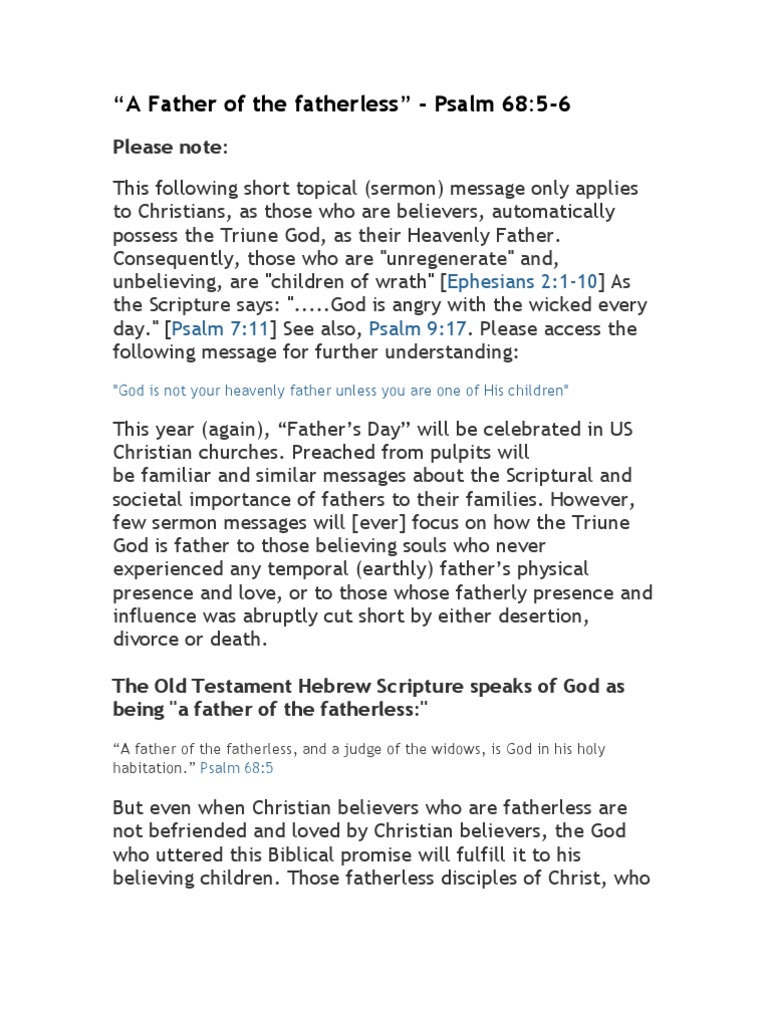 Scrib A Father of The Fatherless | PDF | God The Father | Sermon