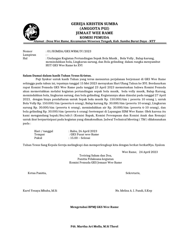 Surat Undangan Kegiatan Pemuda | PDF