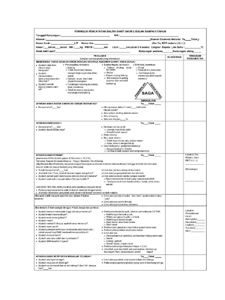Form Kunjungan Balita Sakit | PDF