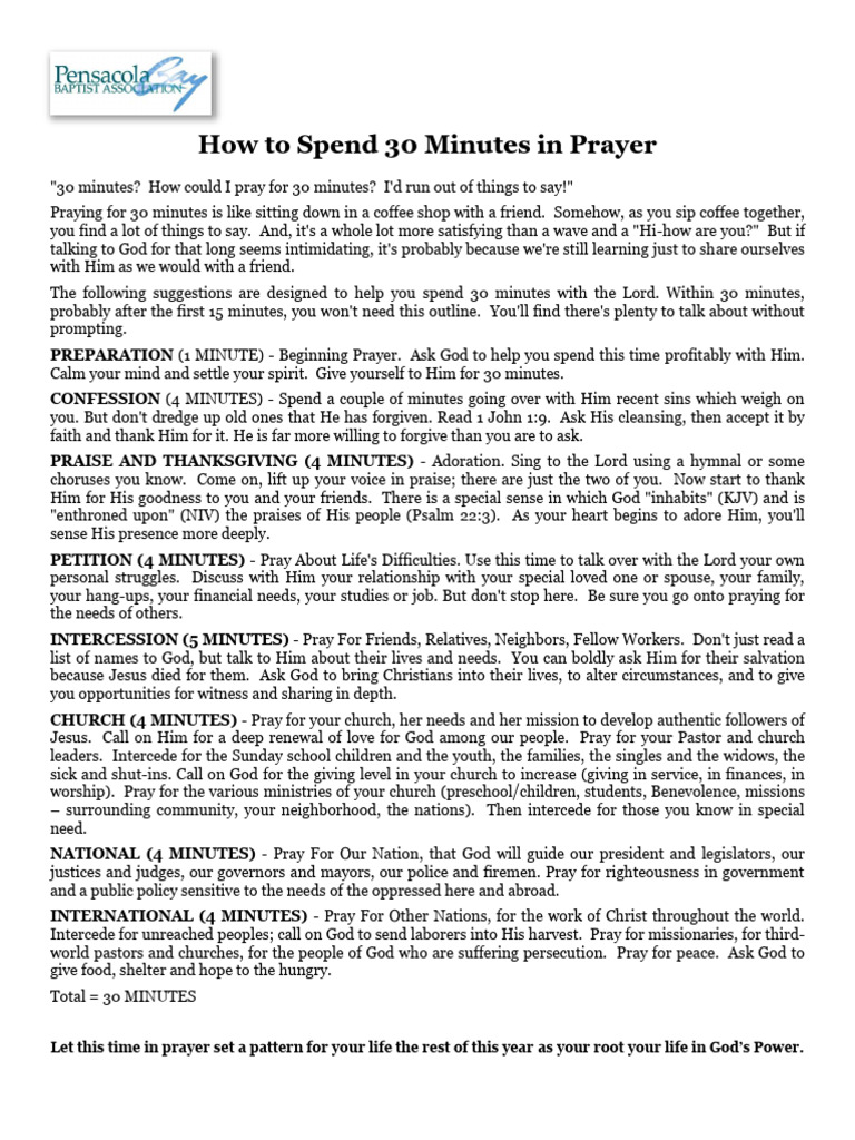 30-Minute Prayer Guide | PDF | Prayer | Abrahamic Religions