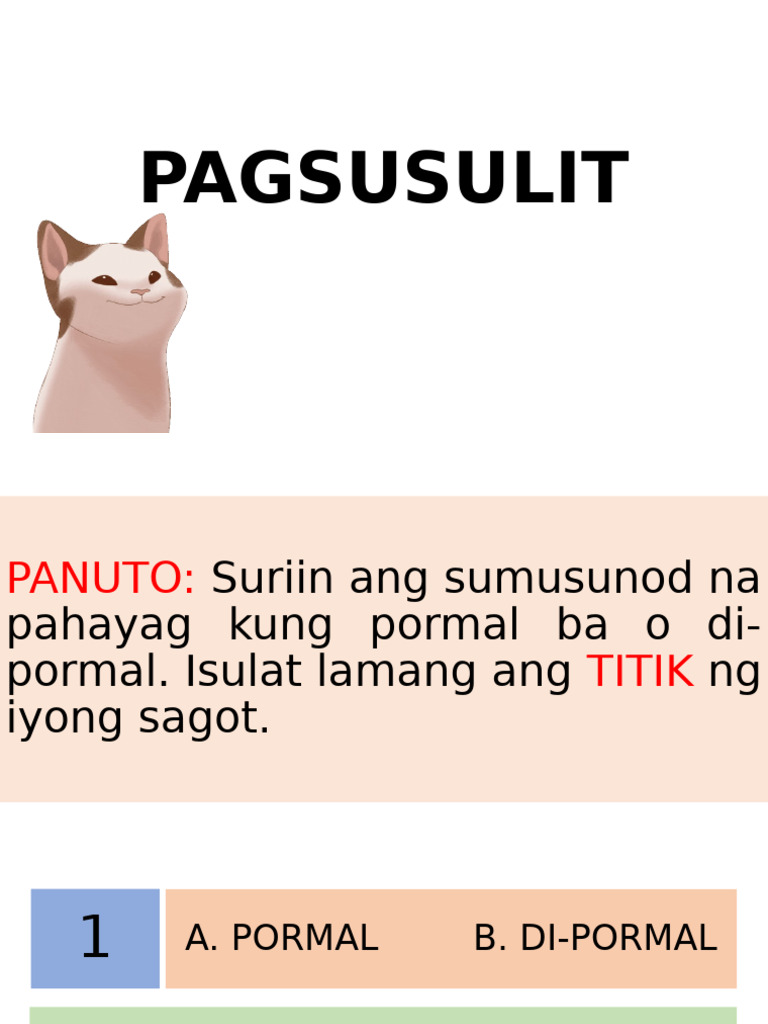 Maikling Pagsusulit Sa Sanaysay 2 | PDF