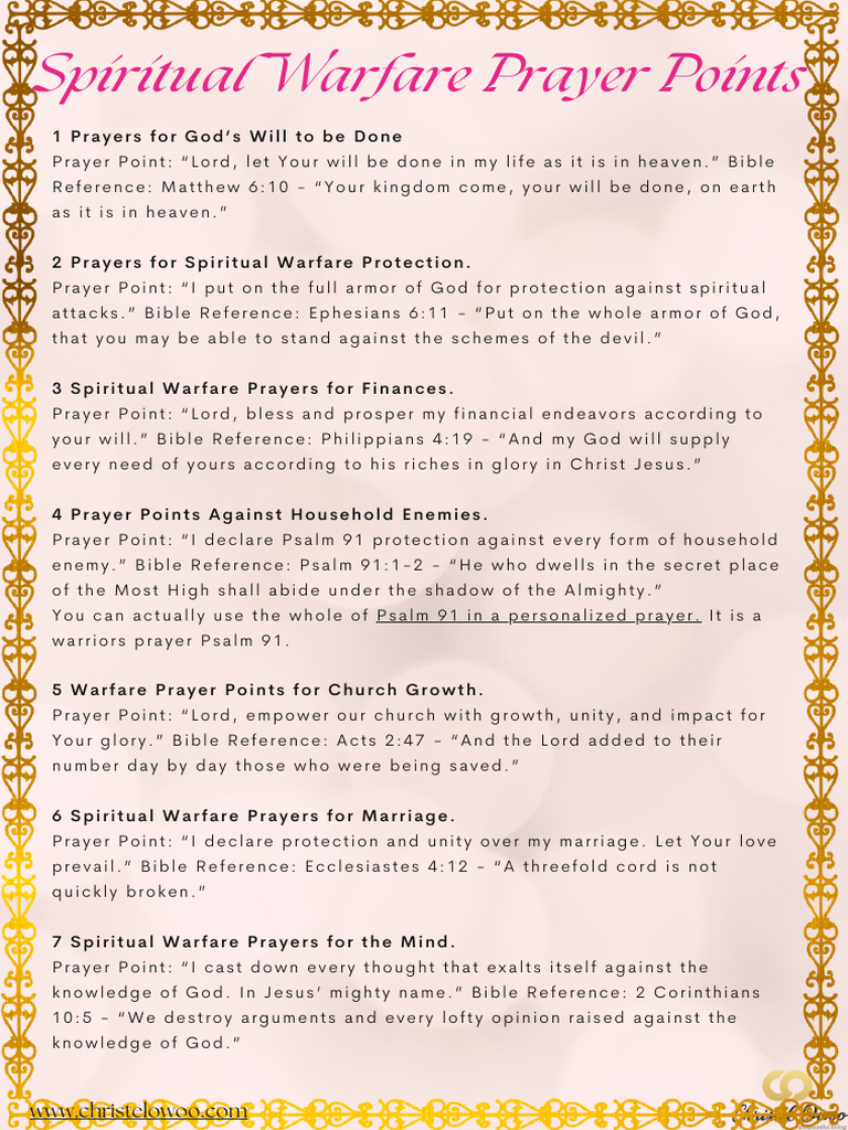 30 Powerful Spiritual Warfare Prayer Points With Scriptures PDF - Christel Owoo | PDF | Prayer ...
